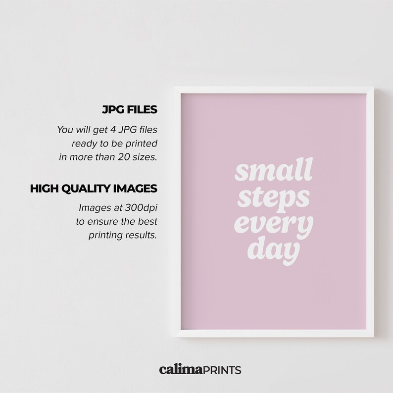 Small Steps Every Day Printable Purple Wall Art | Danish Pastel Quote ...
