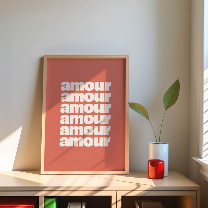 Amour Printable Wall Art | Red Dopamine Wall Art | Preppy Room | Indie ...