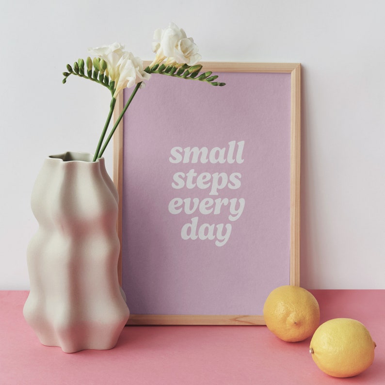 Small Steps Every Day Printable Purple Wall Art Danish Pastel Quote ...