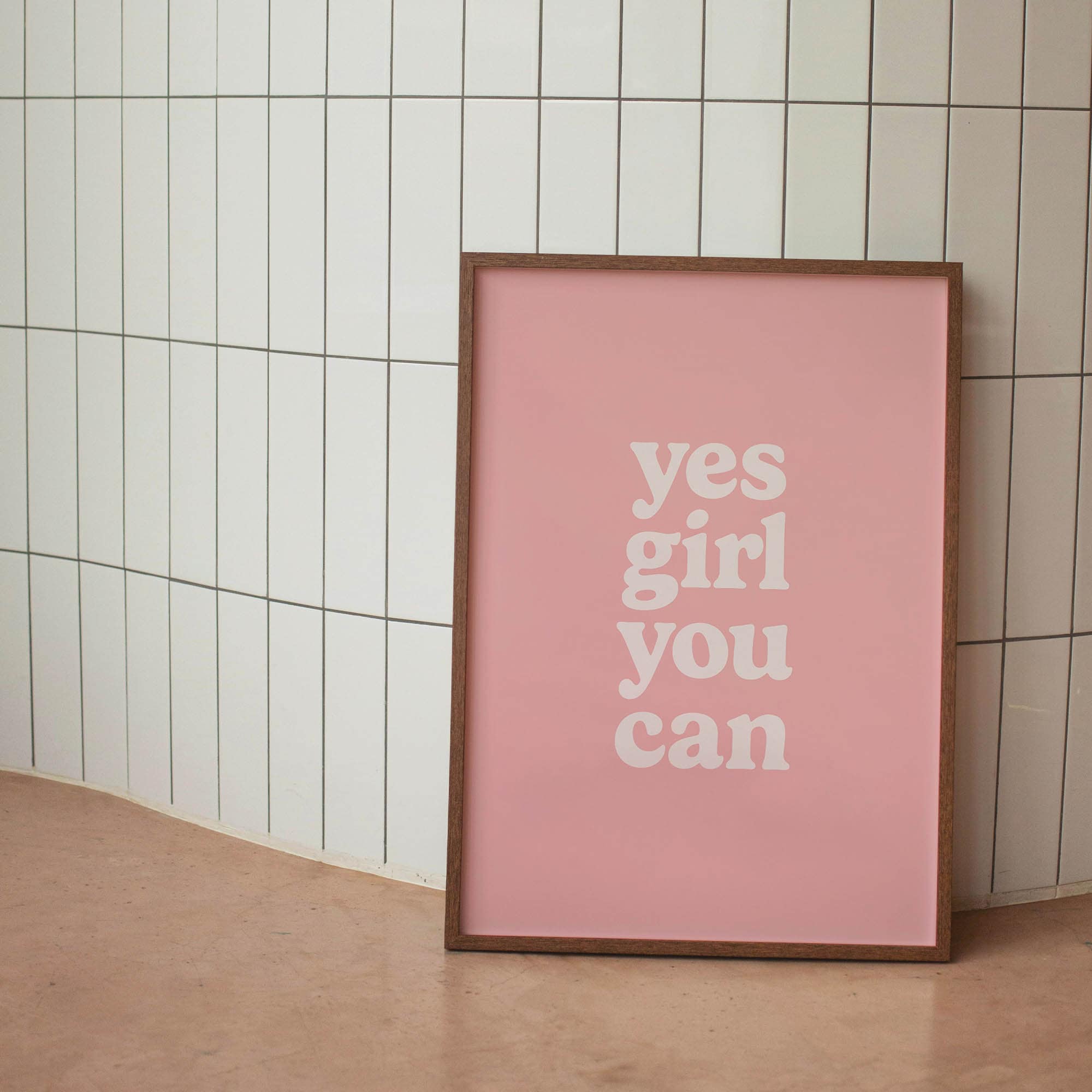 Yes Girl You Can Printable Pink Wall Art | Self Love Affirmation ...