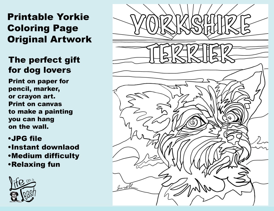 Yorkie Printable Coloring Page