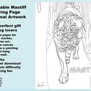 Printable Mastiff Original Art Coloring Page - Etsy