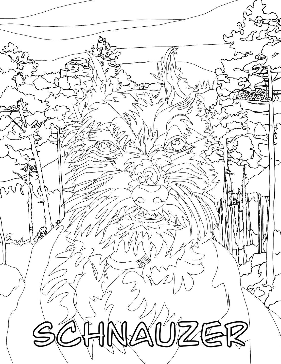 Printable Schnauzer Original Art Coloring Page - Etsy
