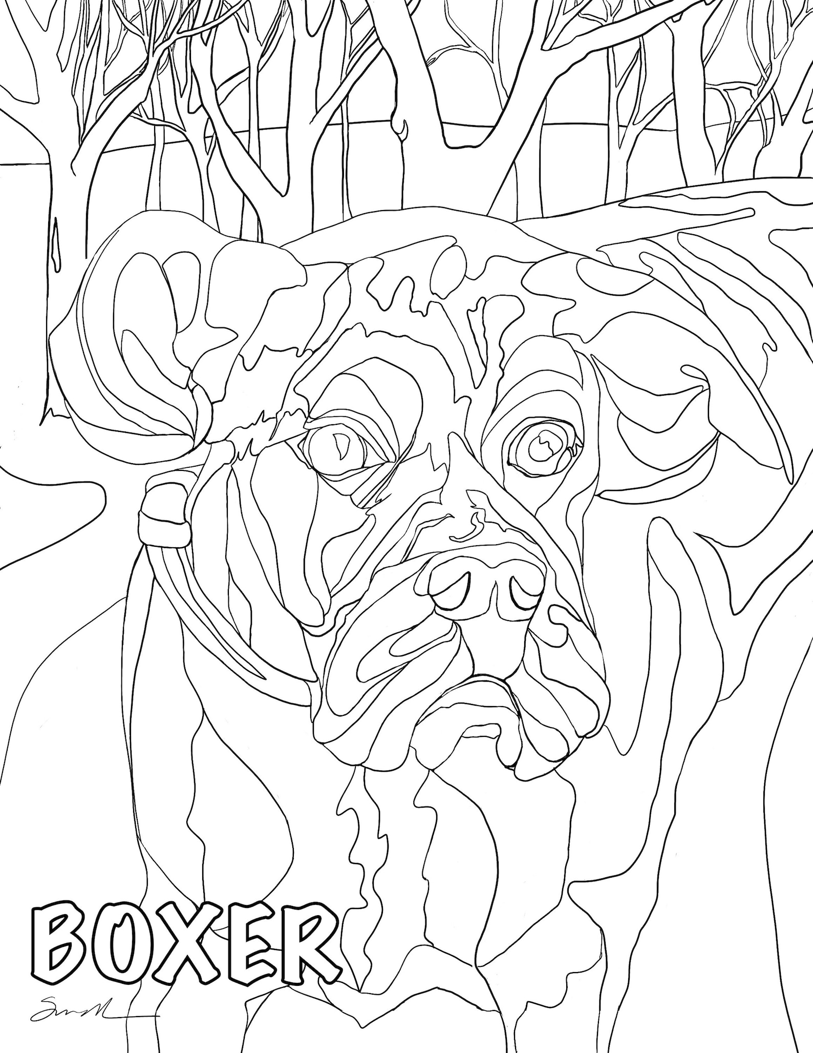 Printable Boxer Coloring Page Original Artwork for Dog Lovers - Etsy