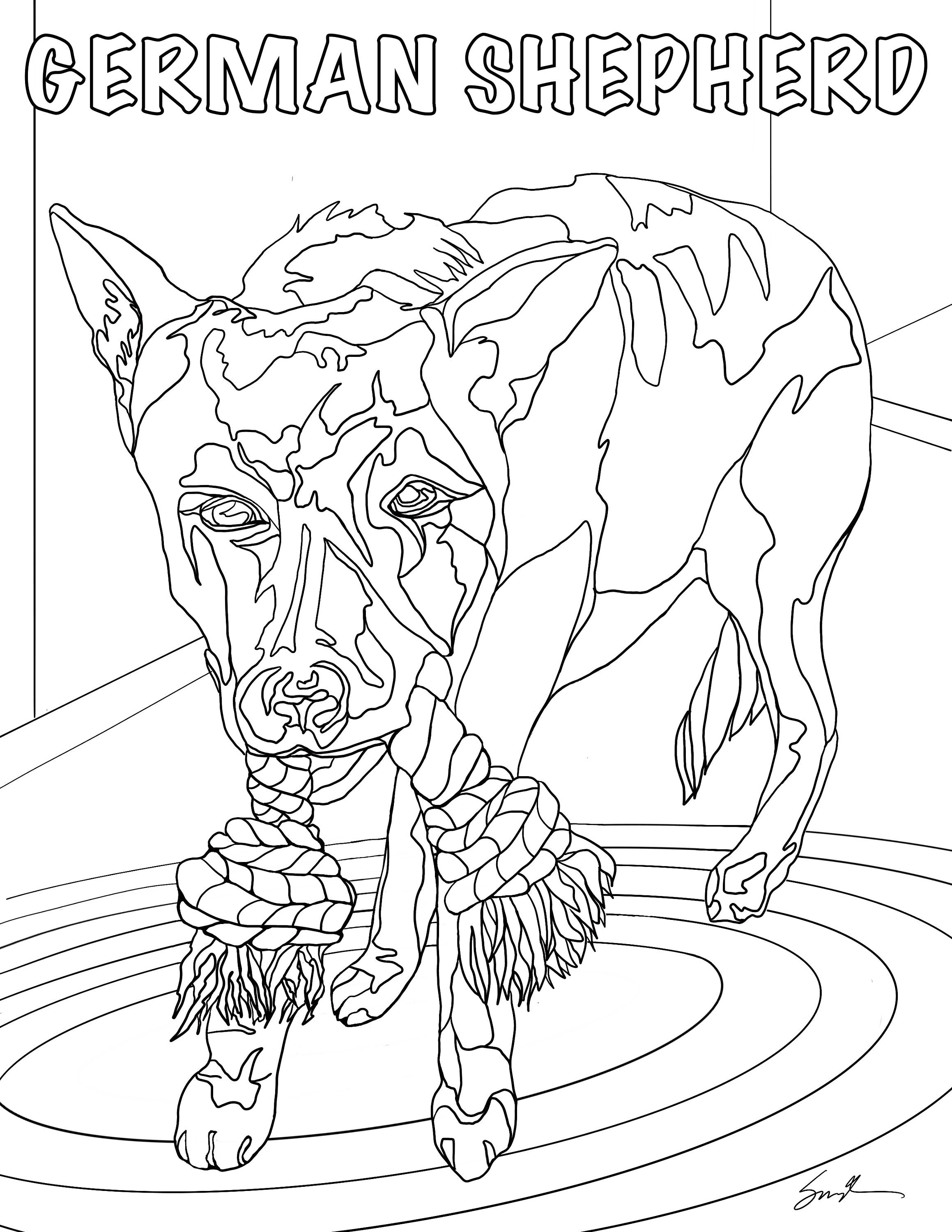 Printable German Shepherd Coloring Page From Original Artwork for Dog ...