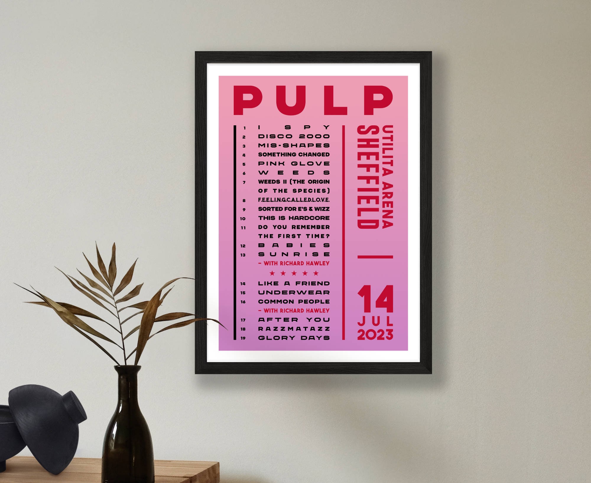 Pulp 2023 Setlist Poster ;UK Gig Concert Tour Live Band Retro Vintage ...