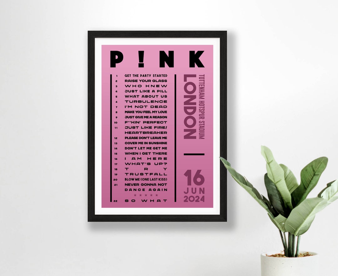 Pink Setlist 2023 & 2024 Poster Prints – UK Gig Concert Tour P!nk ...
