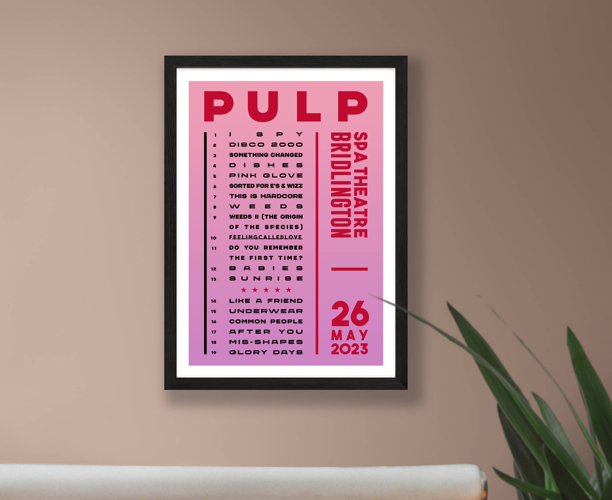 Pulp 2023 Setlist Poster ;UK Gig Concert Tour Live Band Retro Vintage ...