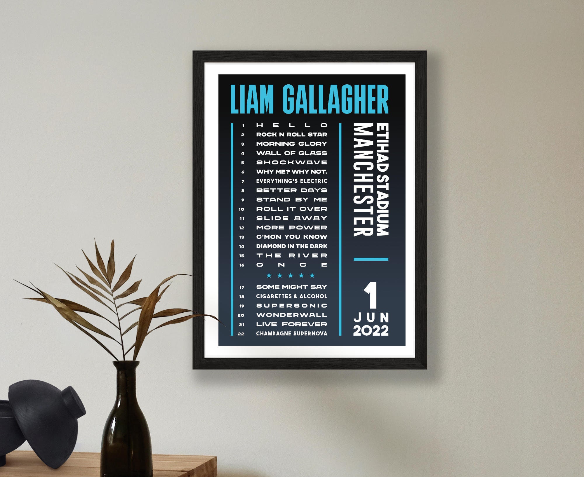 Liam Gallagher 2022 & 2023 Setlist Poster Print UK Gig Concert Tour ...