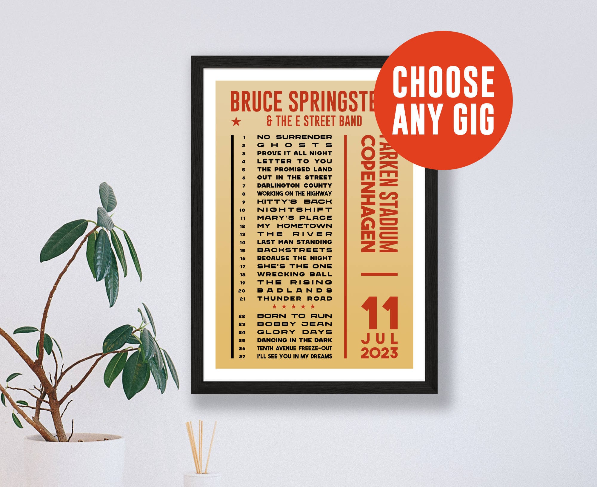 Any Setlist Custom Poster Print choose Gig Concert Tour Live Band Retro ...