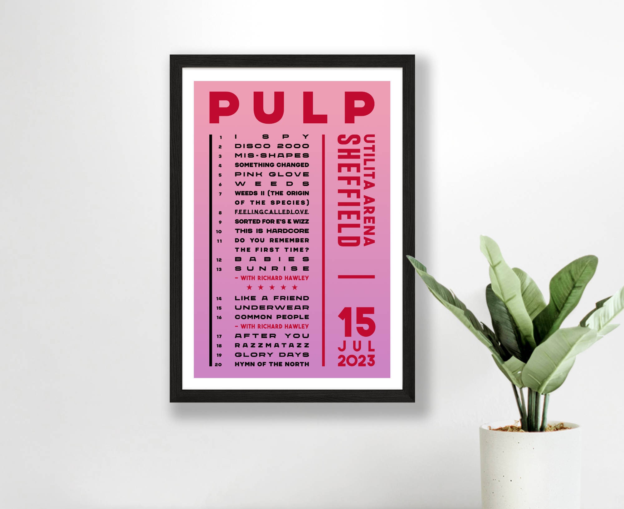 Pulp 2023 Setlist Poster ;UK Gig Concert Tour Live Band Retro Vintage ...