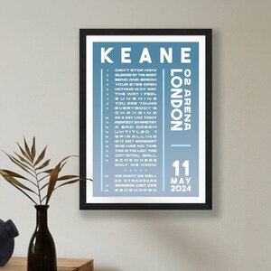 Keane 2024 Setlist Poster Print – UK Gig Concert Tour O2 Arena – Live ...