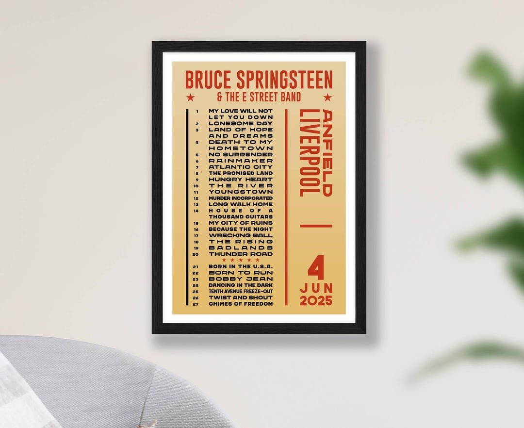 Bruce Springsteen 2025, 2024 & 2023 Setlist Poster Print – UK Gig ...