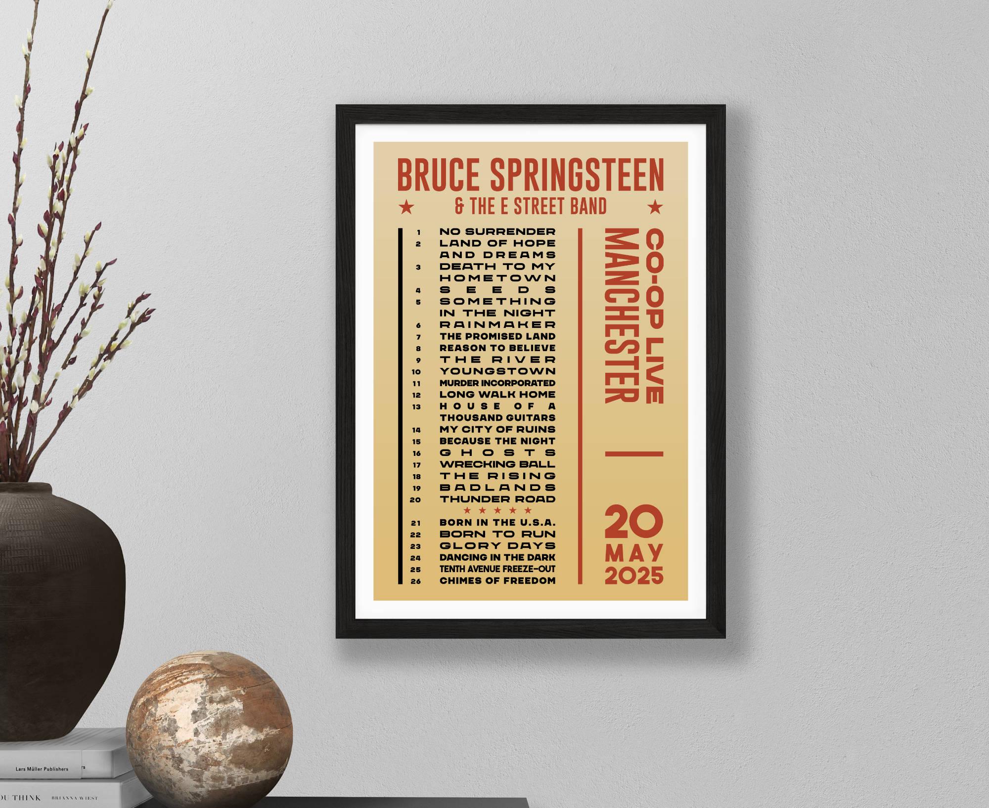 Bruce Springsteen 2025, 2024 & 2023 Setlist Poster Print – UK Gig ...