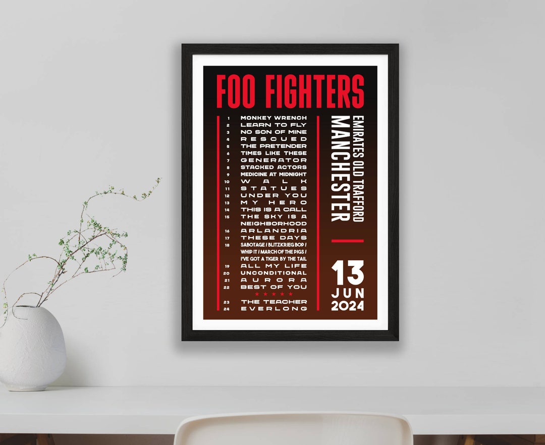 Foo Fighters 2024 UK Setlist Poster Print – gigs Concert Tour – Live Band Retro Vintage Design ...