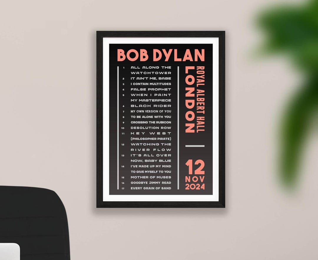 Bob Dylan 2024 UK Setlist Poster Print – london Edinburgh Wolverhampton ...