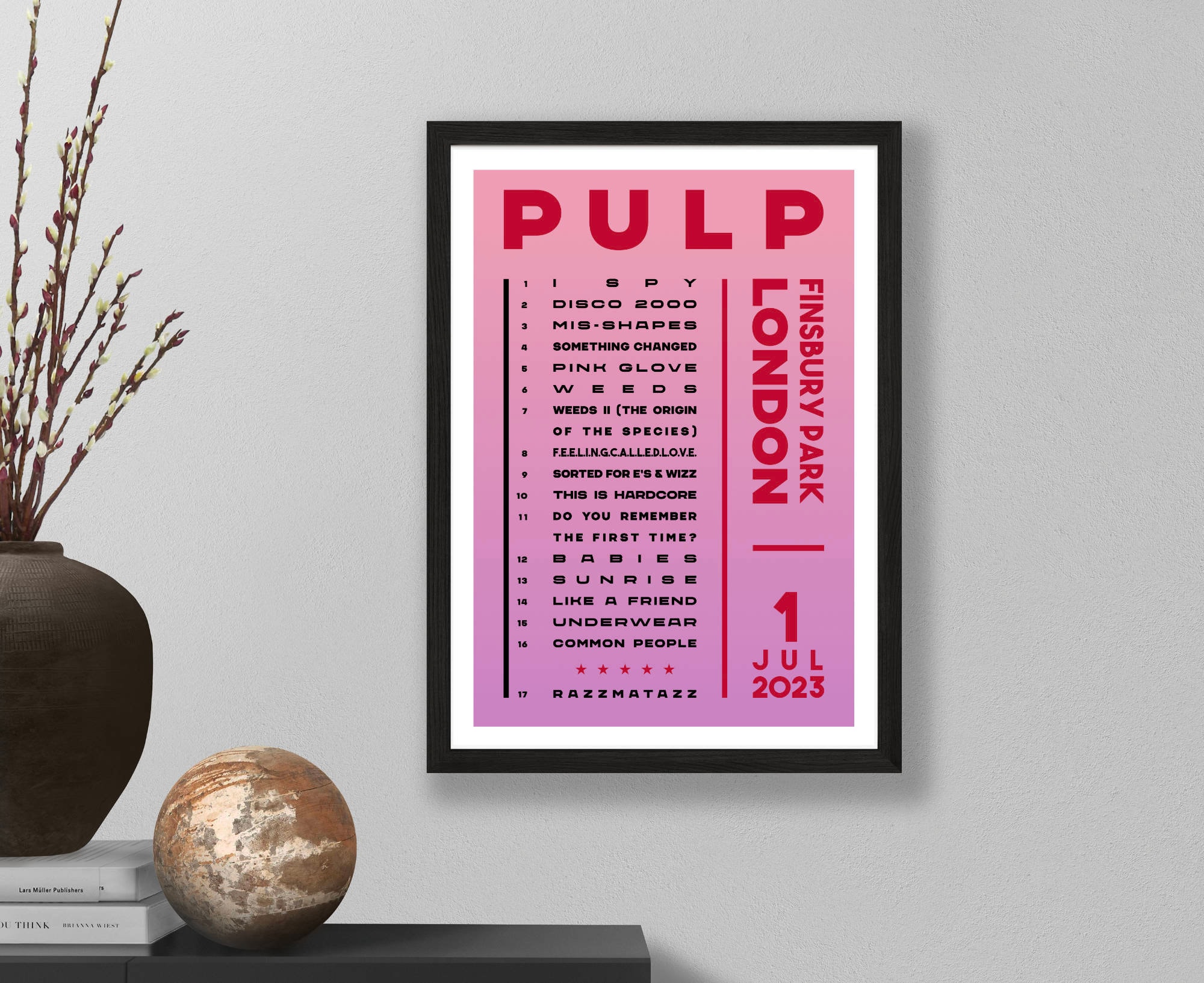 Pulp 2023 Setlist Poster ;UK Gig Concert Tour Live Band Retro Vintage ...