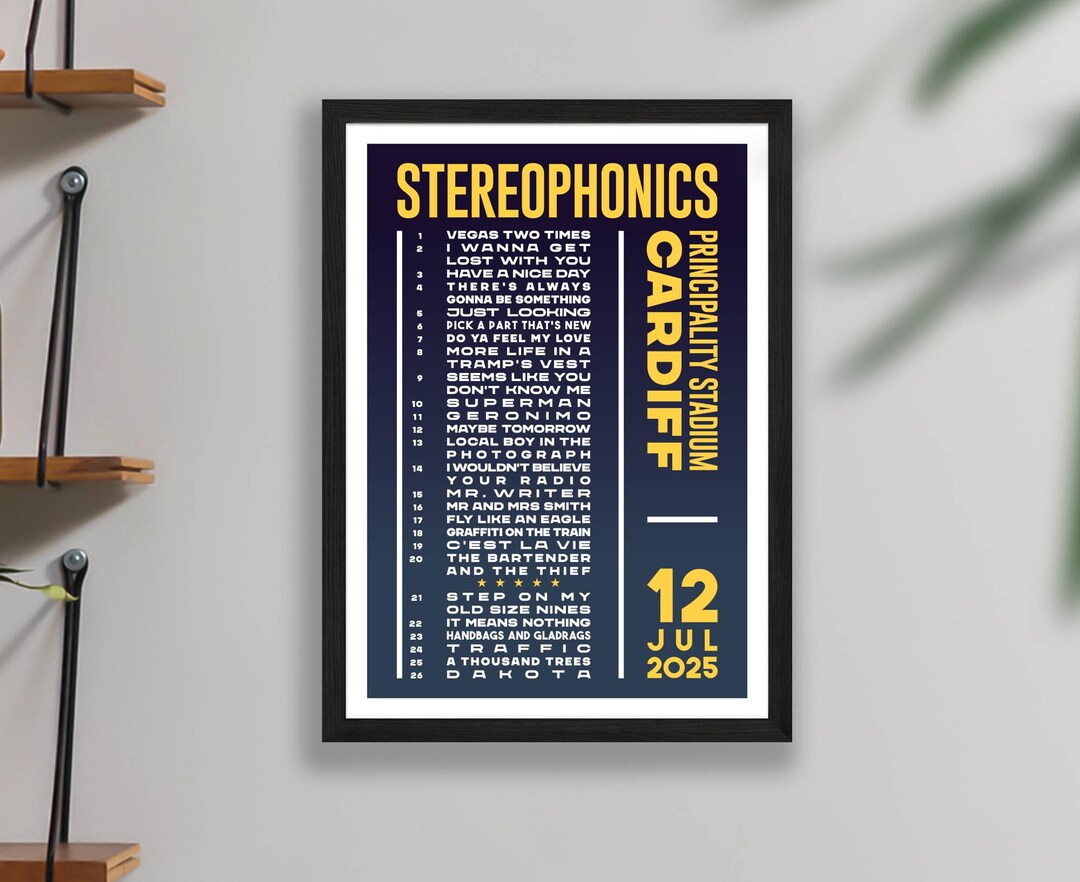 Stereophonics 2025 Setlist Poster Print – Stadium Arena Gigs Concert ...