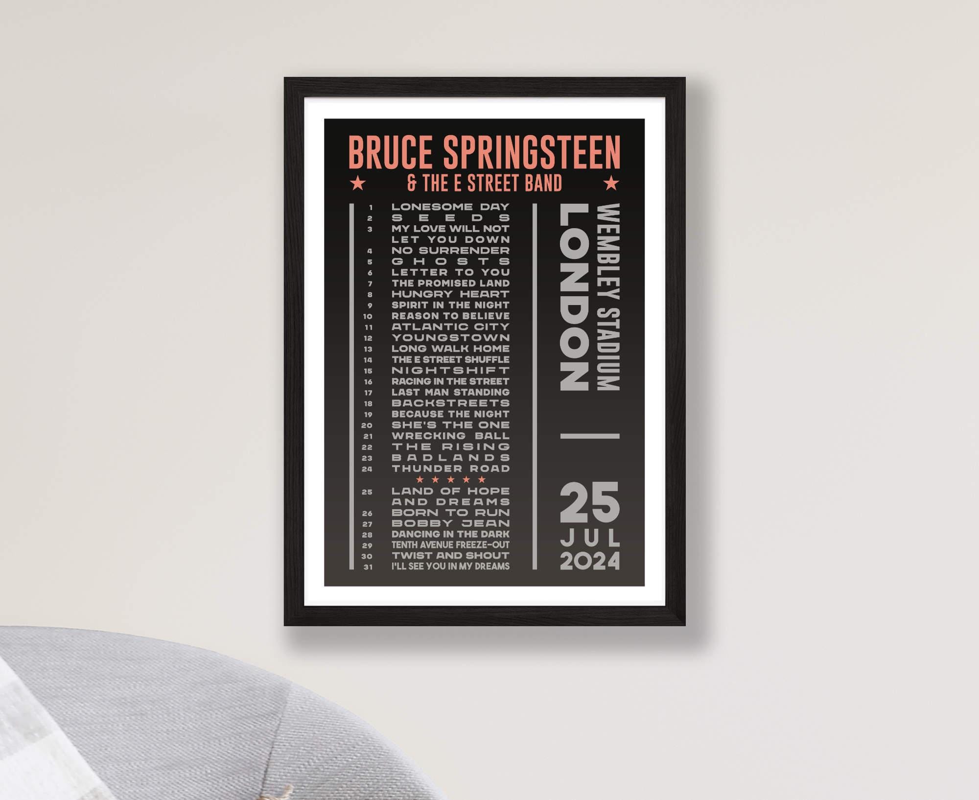 Bruce Springsteen 2025, 2024 & 2023 Setlist Dark Poster Print – UK Gig ...