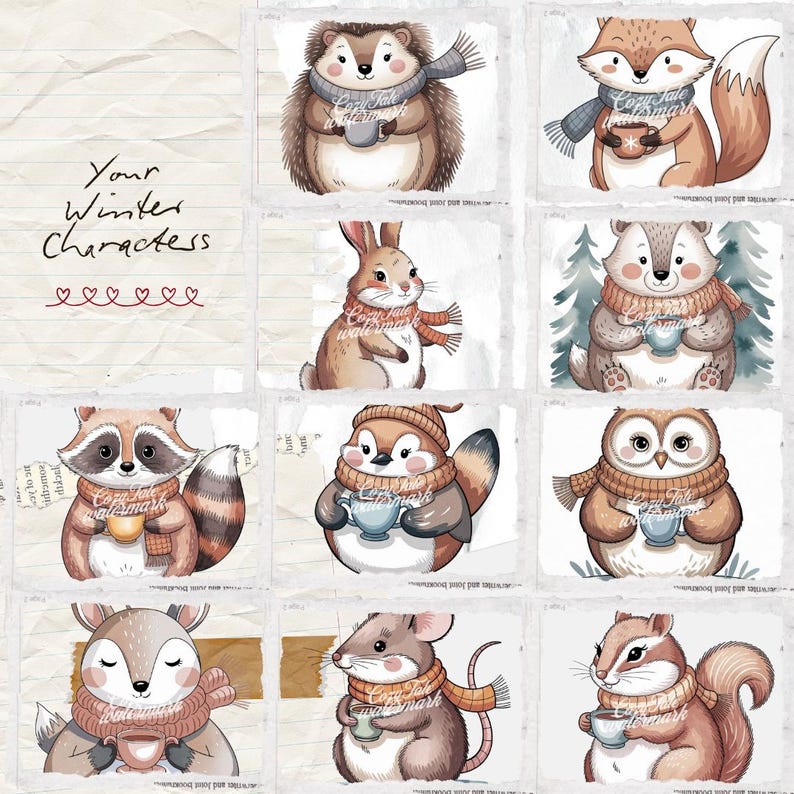 10 Watercolor Storybook Woodland Animal Clipart Bundle, Cozy Forest ...