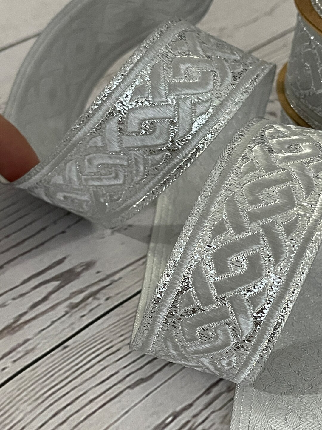 Medieval Braid 35 Mm, Medieval Ribbon With Celtic Braid Pattern, Silver ...