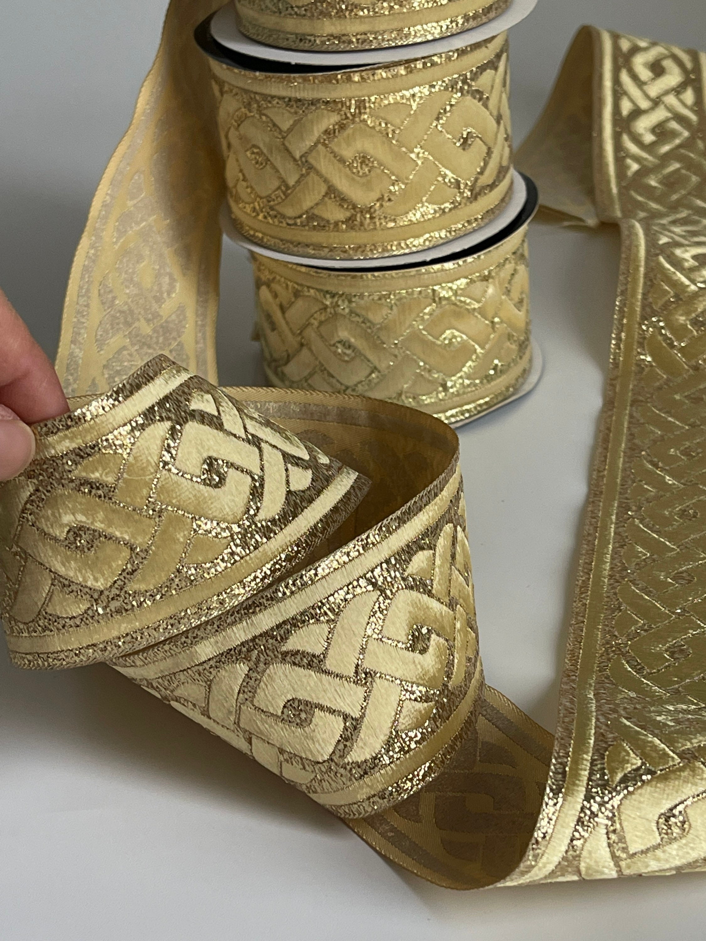 Golden Medieval Braid Celtic Braid Pattern Celtic Ribbon 50 Mm Golden ...