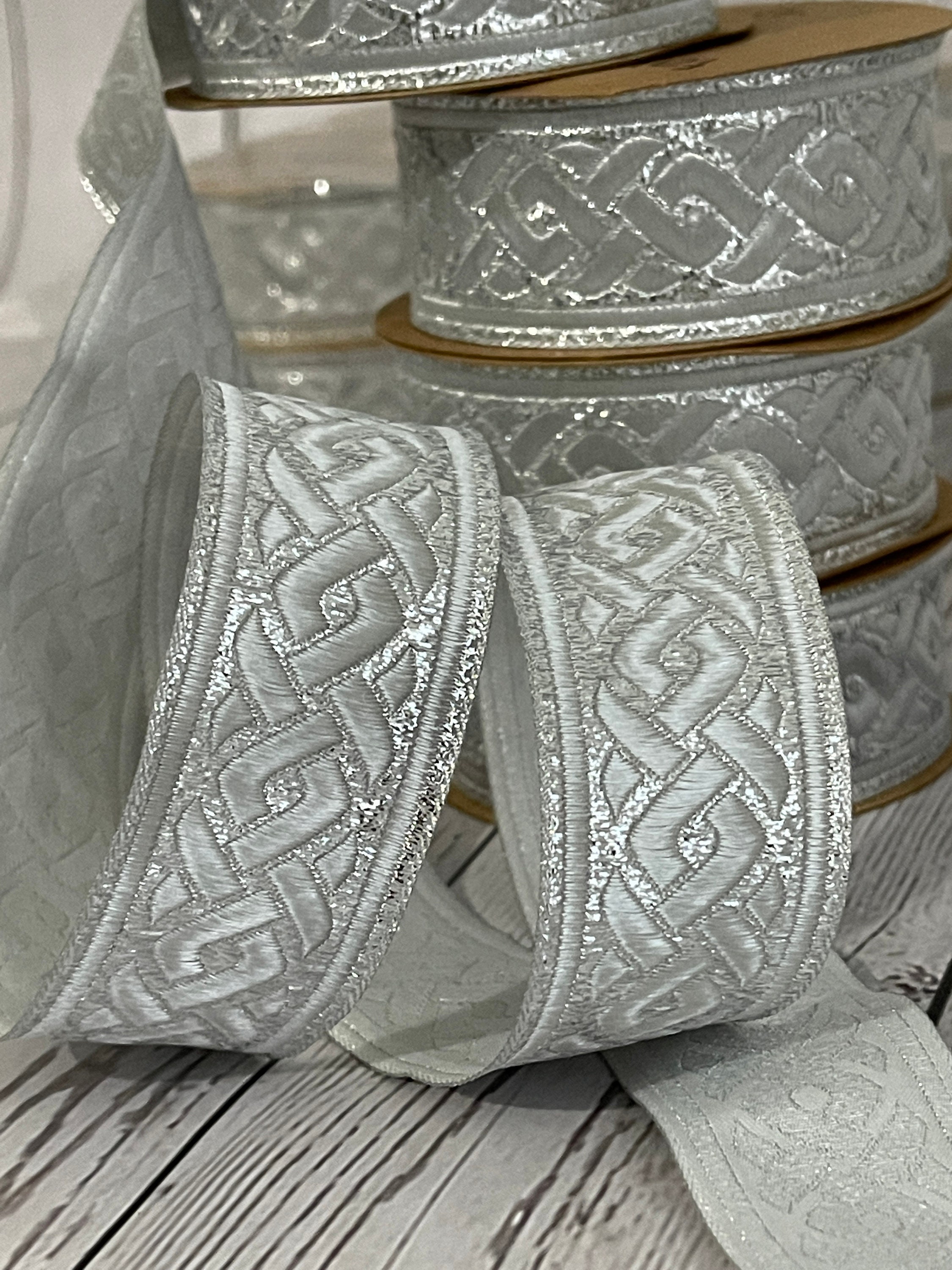 Medieval Braid 35 Mm, Medieval Ribbon With Celtic Braid Pattern, Silver ...