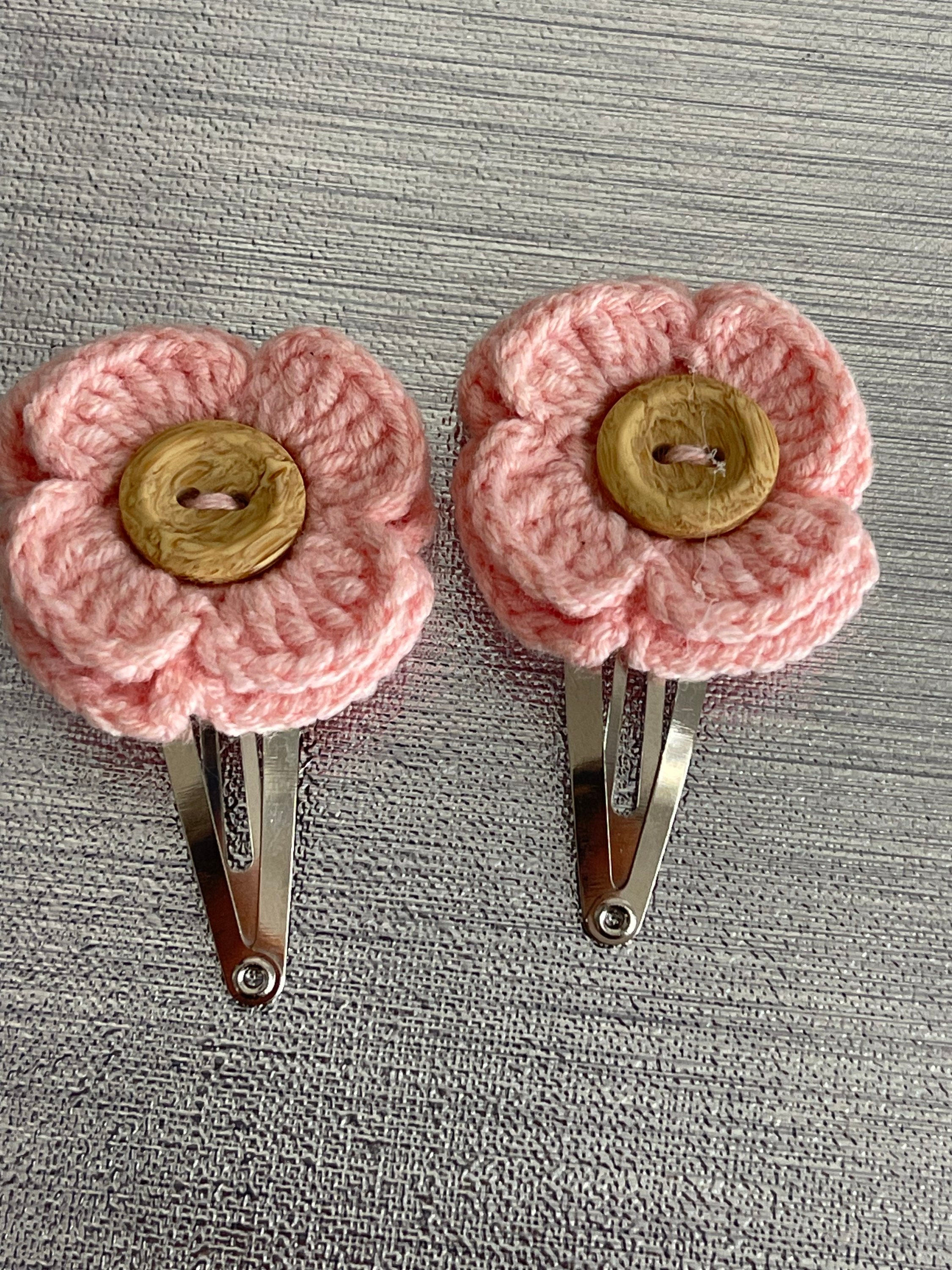 Handcrafted Barrettes Click Clack Hair Clips Cotton Hair Clips Crochet ...