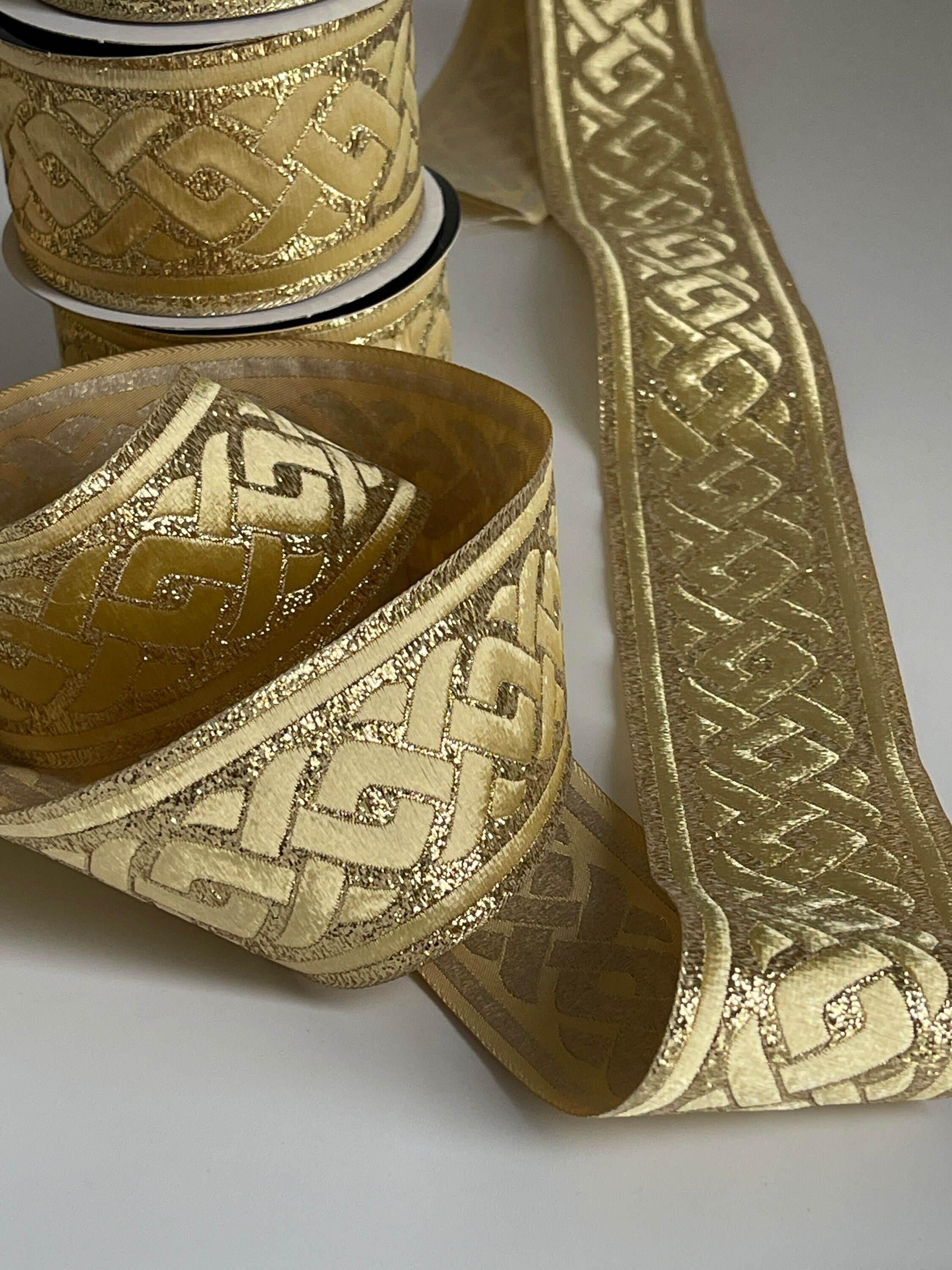 Golden Medieval Braid Celtic Braid Pattern Celtic Ribbon 50 Mm Golden ...