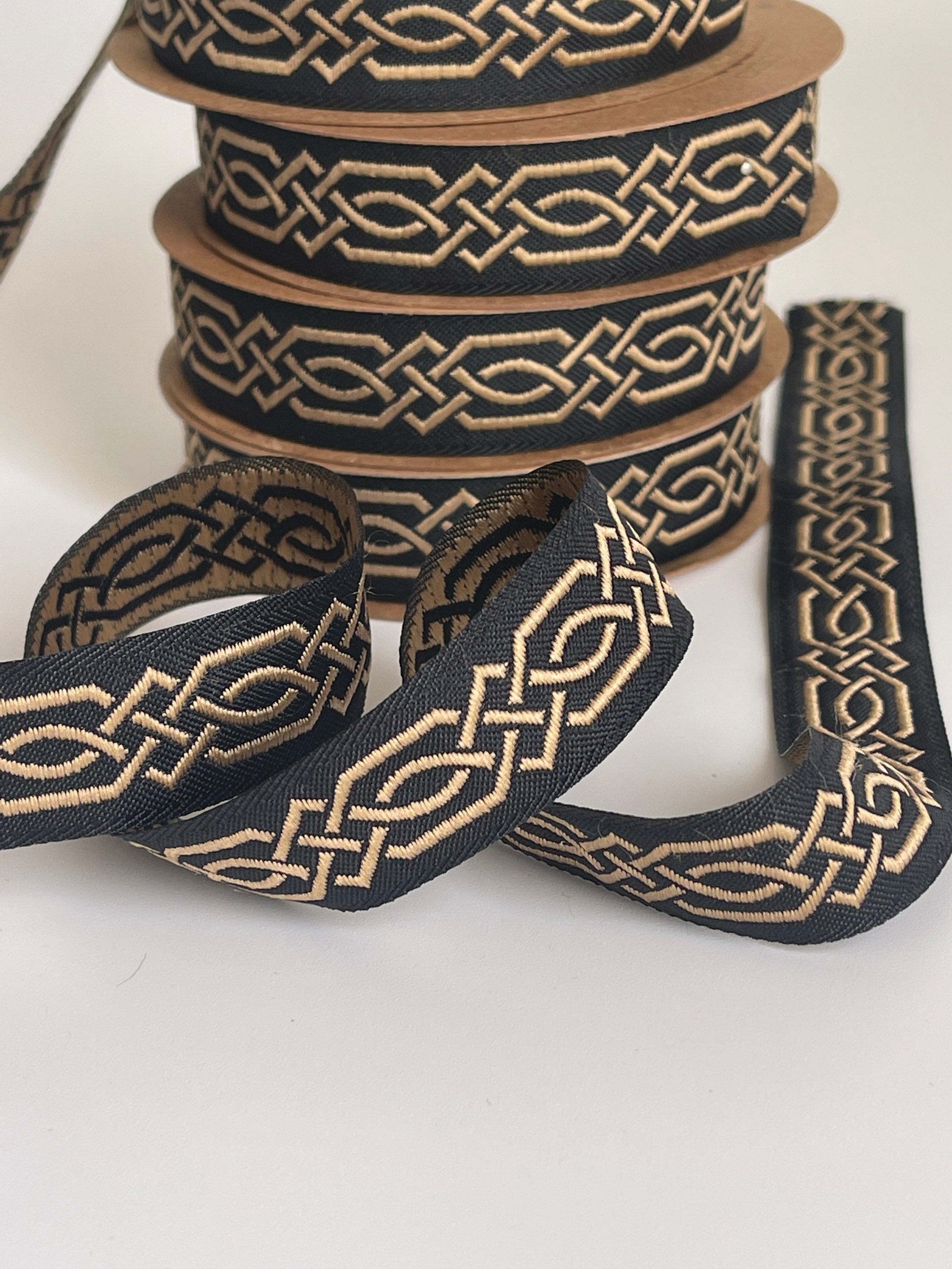 Medieval Braid Celtic Braid Pattern Medieval Ribbon 20 Mm Black and ...