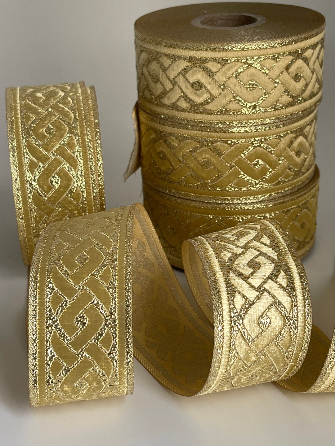 Golden Medieval Braid Celtic Braid Pattern Celtic Ribbon 35 Mm Golden ...