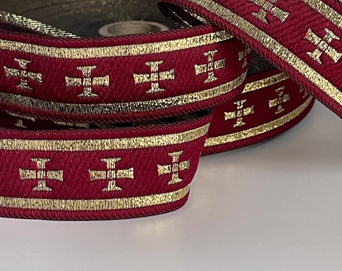 Liturgical Gold Cross Ribbon on Burgundy Background Liturgical Border ...