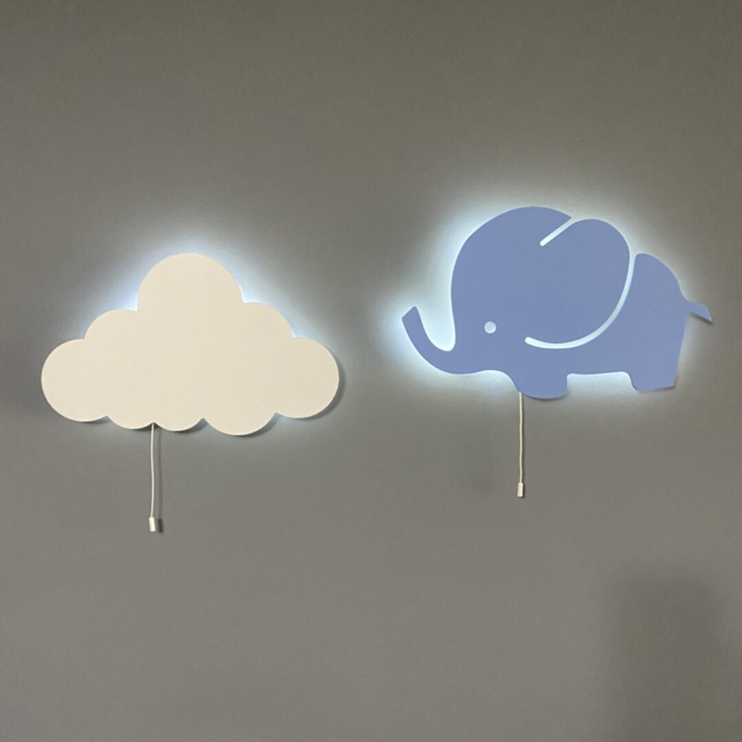 Set of Lamps Wooden Wall Mounted Led Lights Decor for Nursery Rooms ...