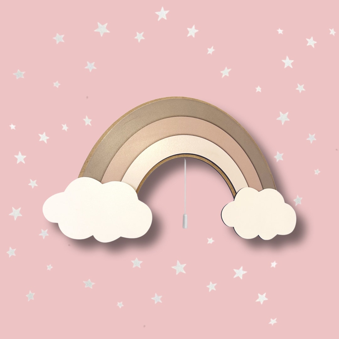 Rainbow Night Light - Wooden Wall-mounted LED Lamp for Kids Room ...