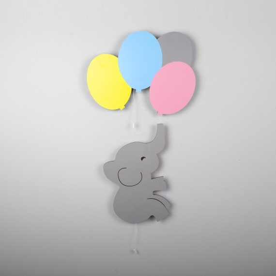 Elephant With Balloons Light Wall Nursery Lighting Set - Etsy