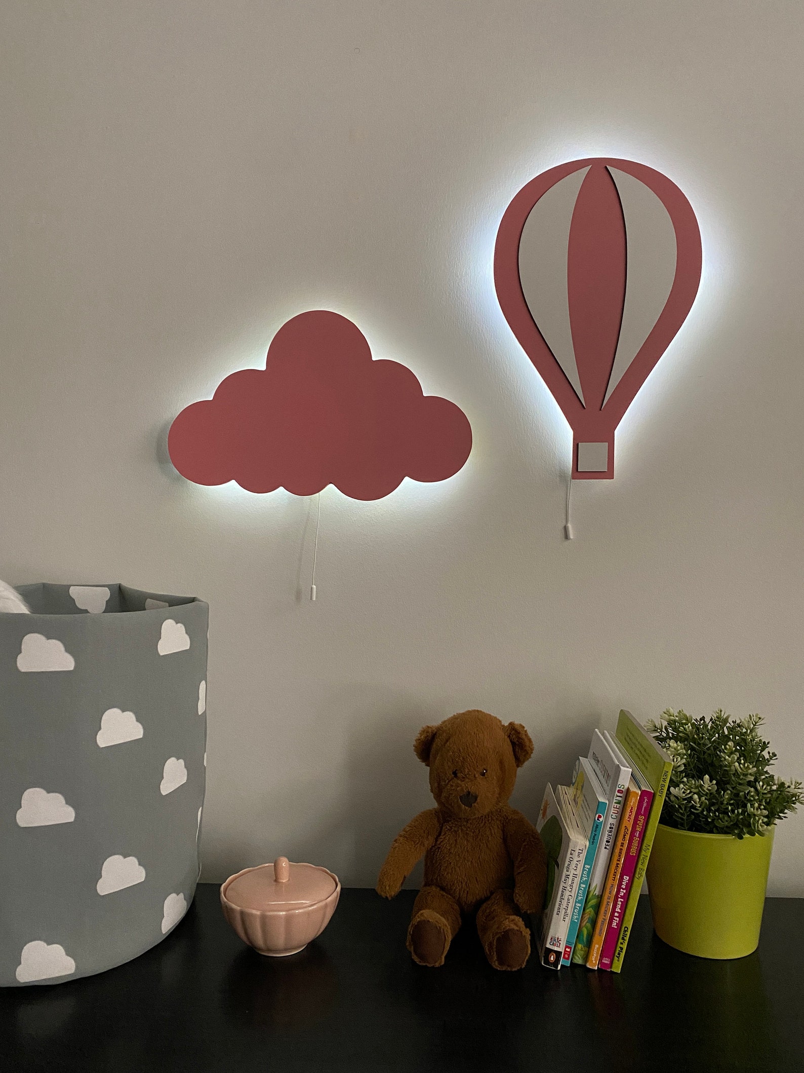 Cloud Night Light | Wooden Wall Mounted | LED Lights Decor for Nursery ...