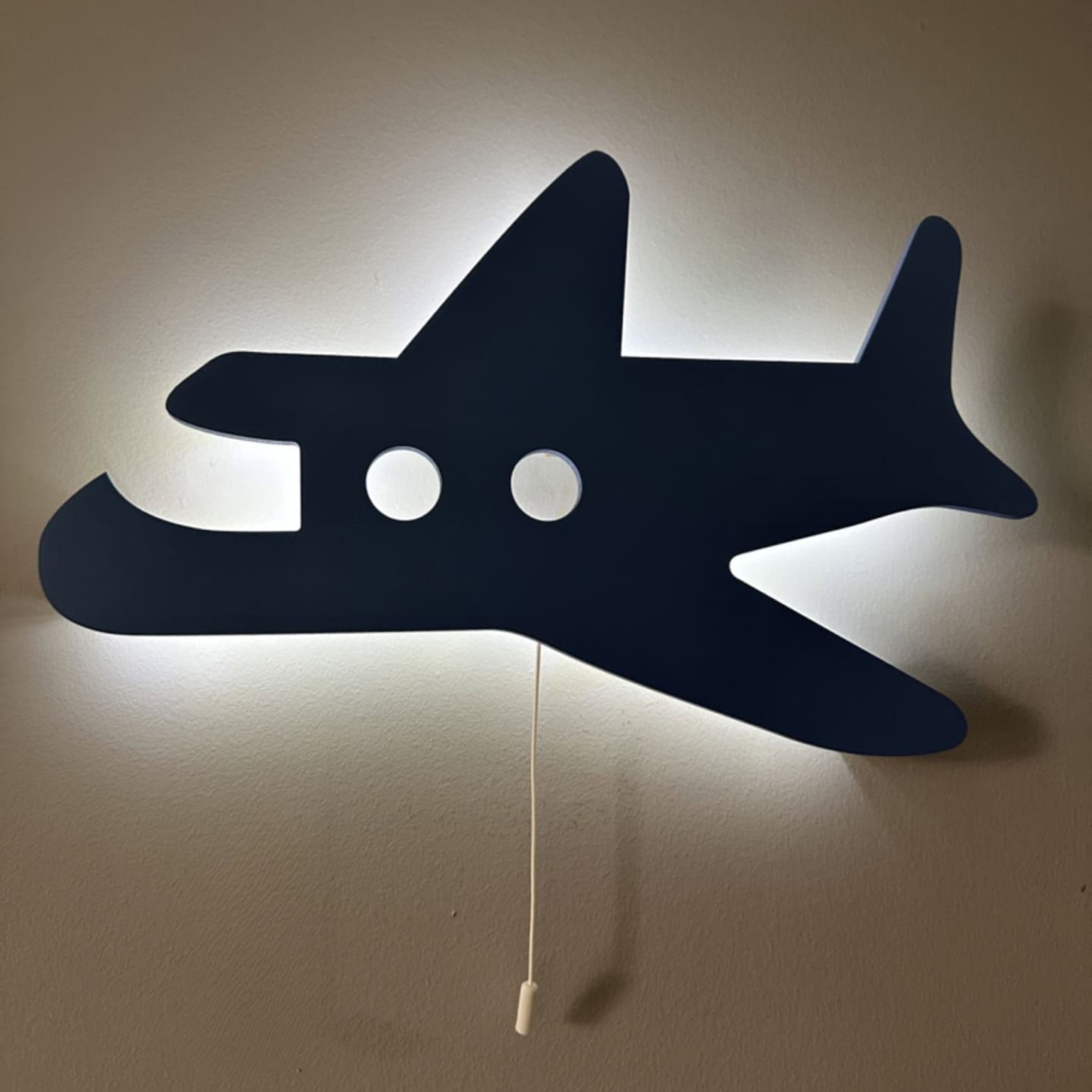 Airplane Night Light | Wooden Wall Mounted | LED Lights Decor for ...