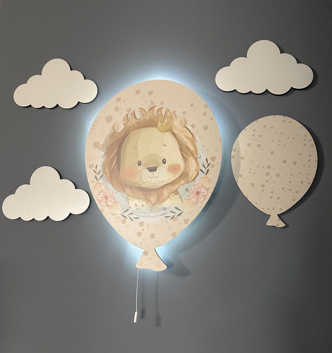 Lion Set Lighting| Wooden Wall Mounted| Led Lights Decor for Nursery ...