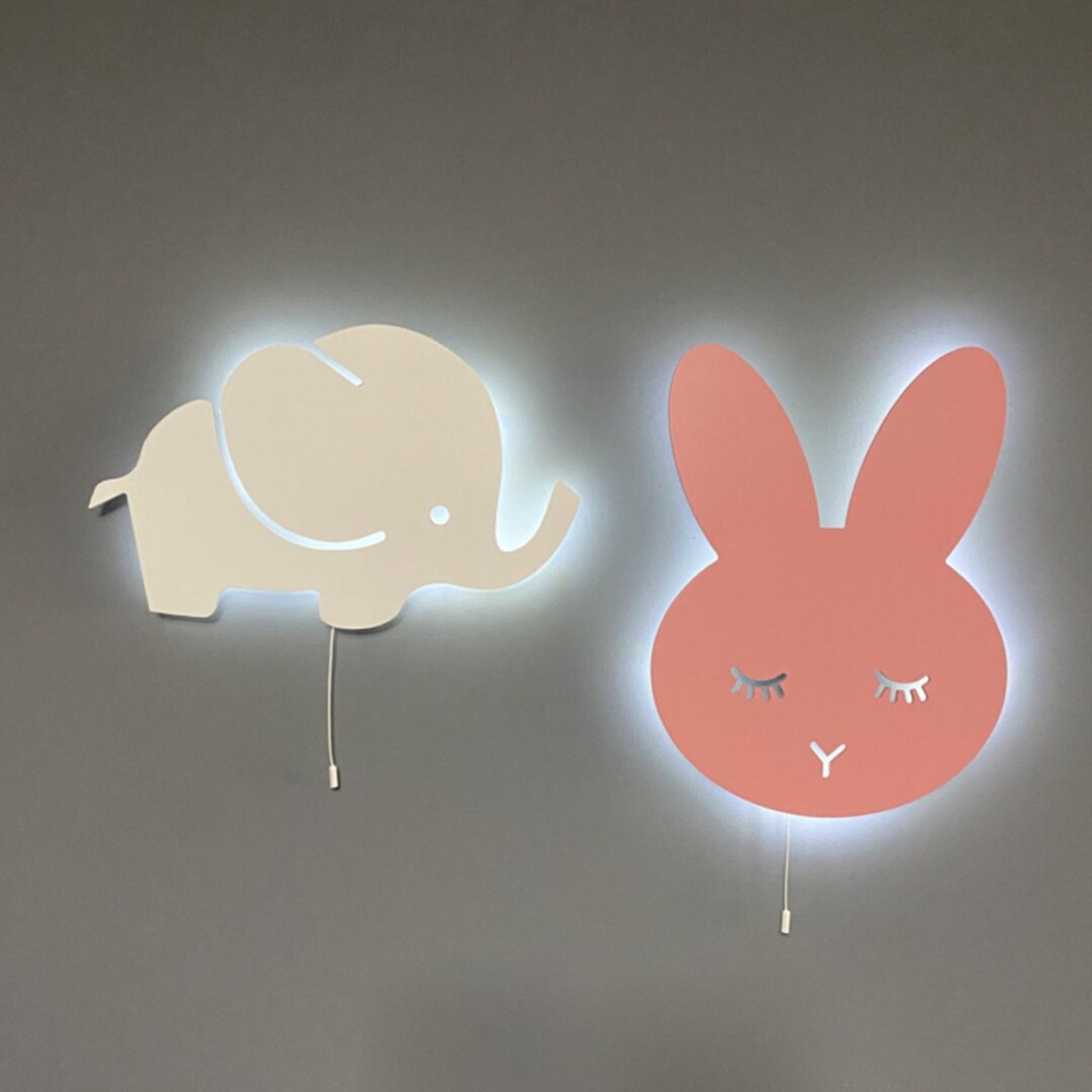 Set of Lamps | Wooden Wall Mounted | Led Lights Decor for Nursery Rooms ...