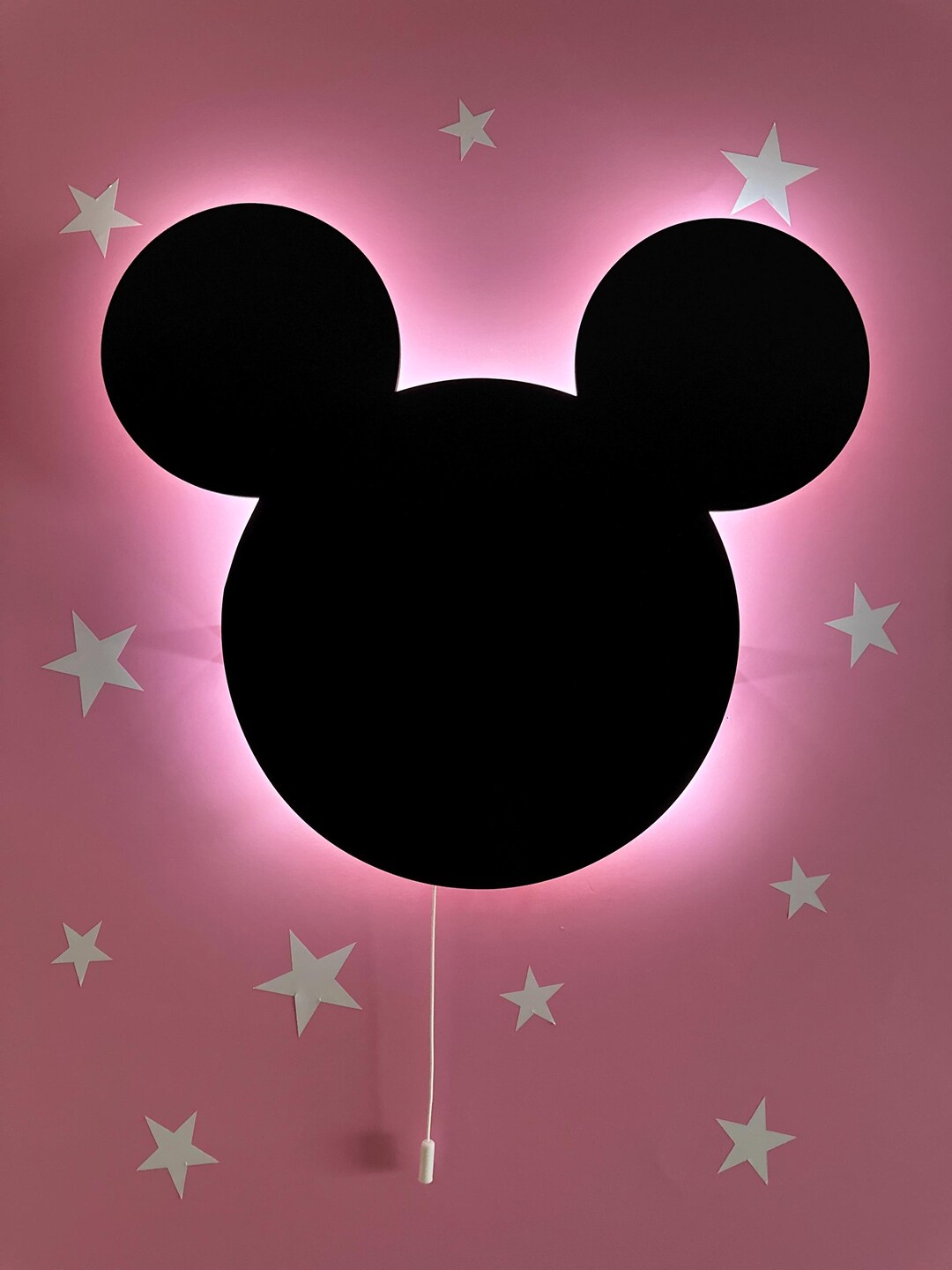 Mickey Night Light | Wooden Wall Mounted | LED Lights Decor for Nursery ...