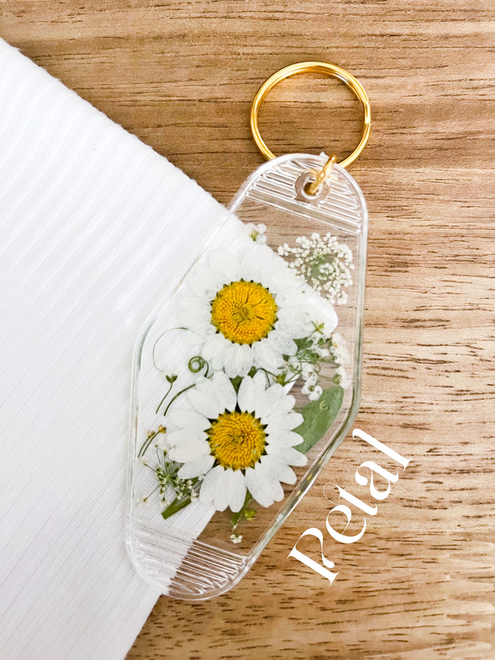 Pressed Flower Retro Motel Keychain Custom Keychain - Etsy