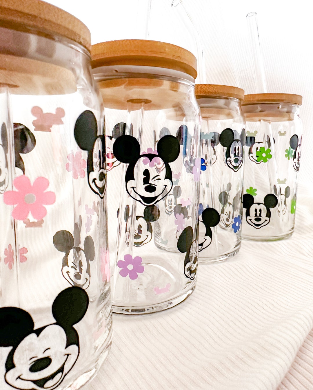 Mickey Mouse Glass Can | Gift | Disney Lover | Disneyland | Disney ...