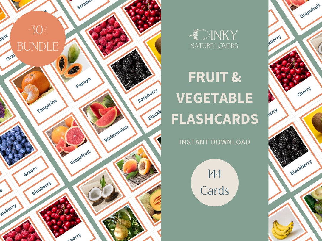 Fruit and Vegetables Flashcards Bundle 30% Real Photos 3 - Etsy Australia