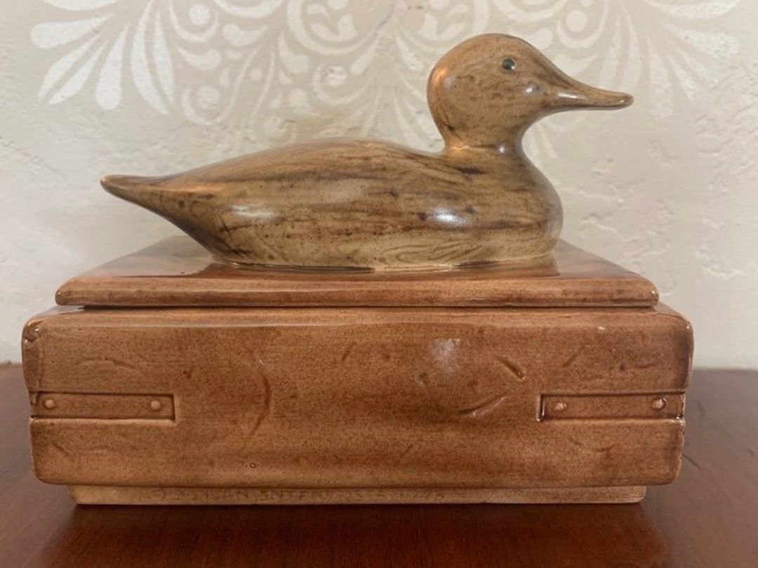 Duncan Enterprises 1978 Duck Decoy Ceramic Trinket Box Vintage Cabin ...