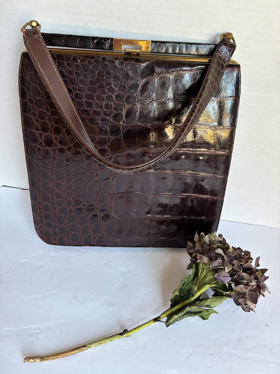 Vintage Alligator Envelope Clutch: MCM Leather Purse With Strap - Etsy