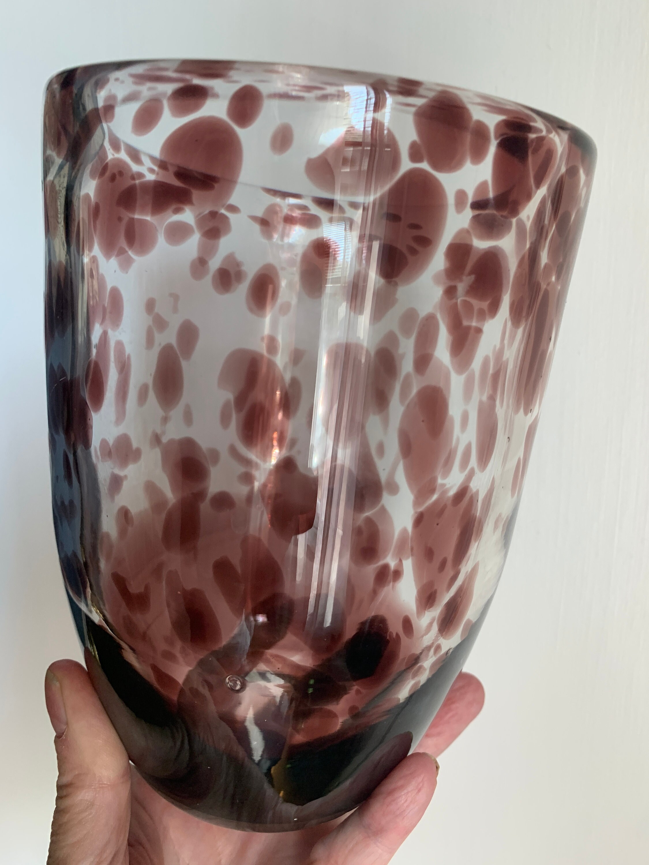 Vintage MCM Hand Blown Art Glass Vase Amethyst/purple Tortoise/leopard ...