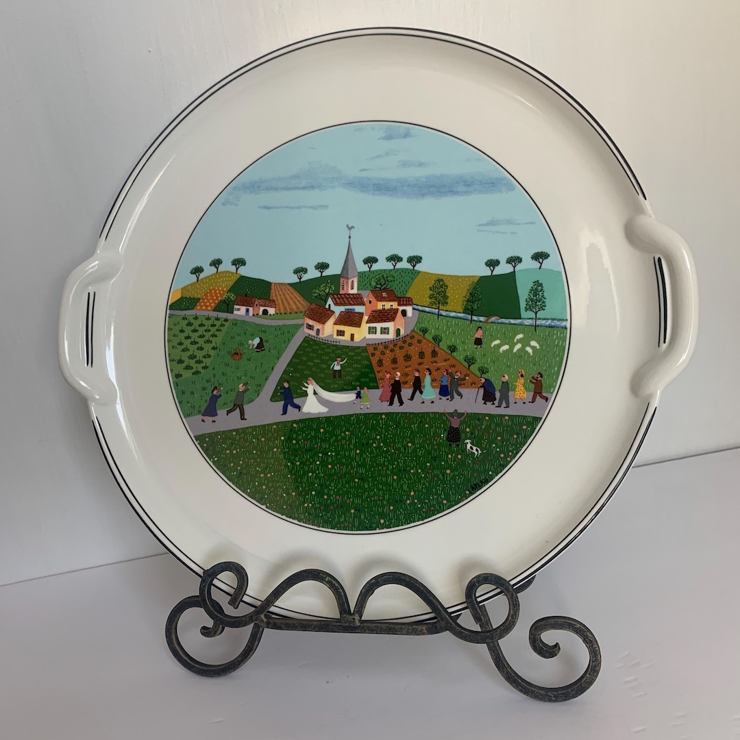 VTG Villeroy & Boch Design Naif Porcelain Wedding Scene Plate, Handled ...