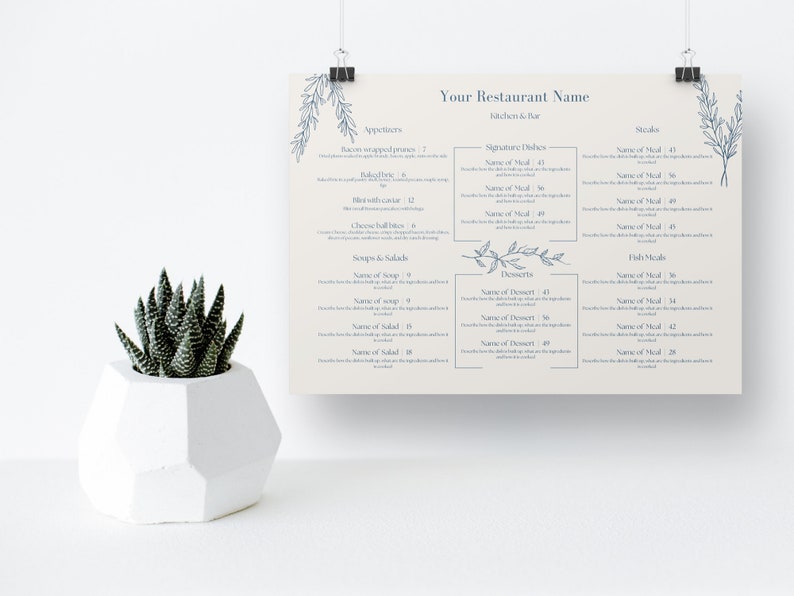 Elegant, Fancy Restaurant Menu, Price List | Dinner, Lunch, Breakfast ...