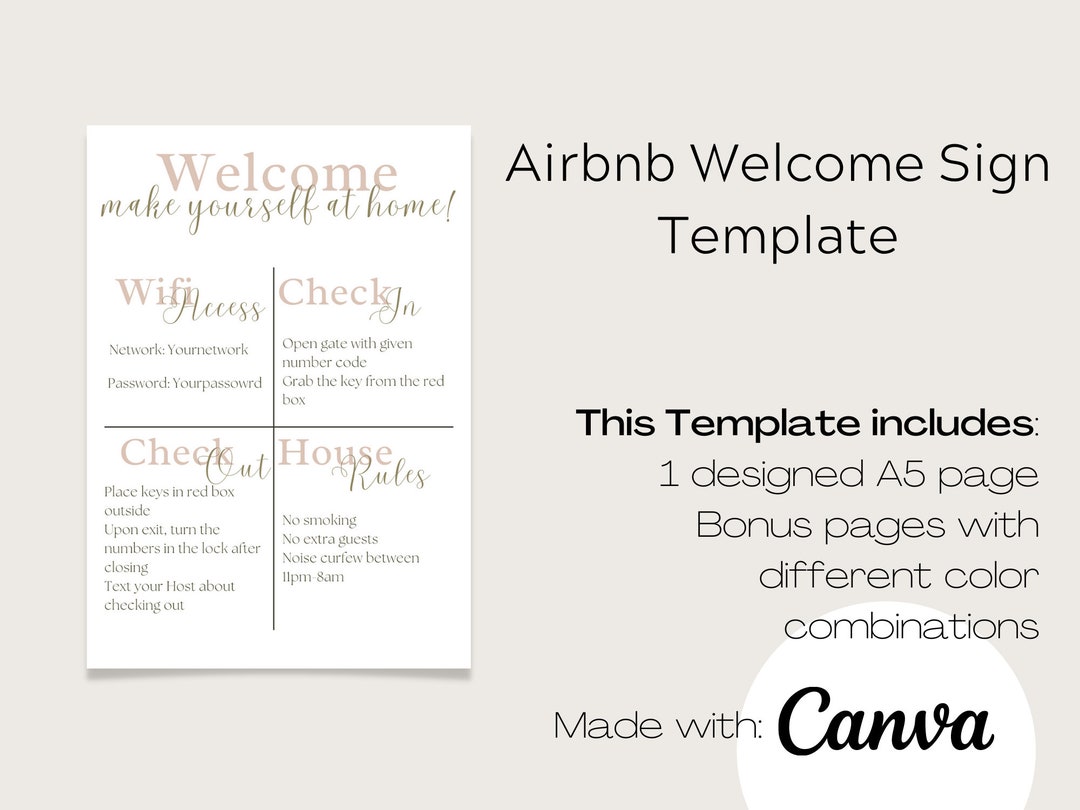 Airbnb Welcome Poster Template by Canva| Minimalistic Design for Super ...