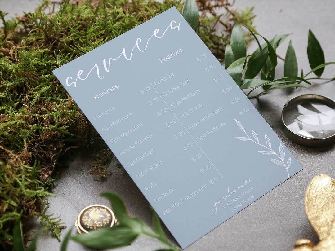 Baby Blue Price List, Elegant, Modern Price Sheet Template Editable on ...